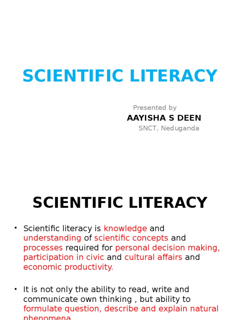 Scientific Literacy: Aayisha S Deen | PDF