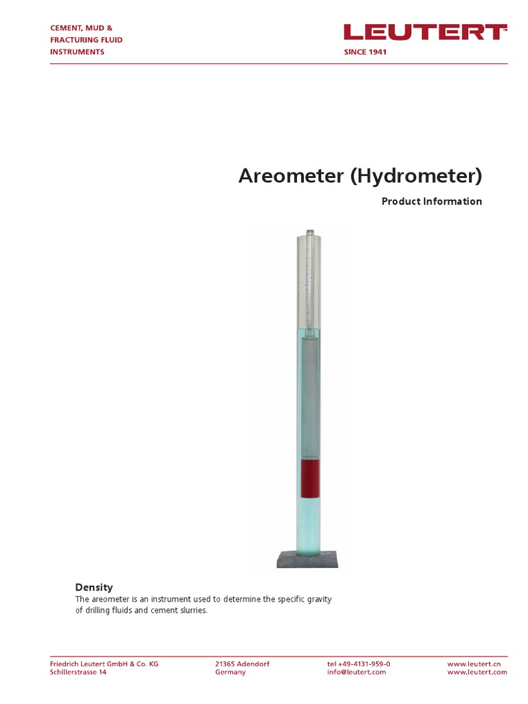 Areometer (Hydrometer) : Product Information | PDF | Scientific ...