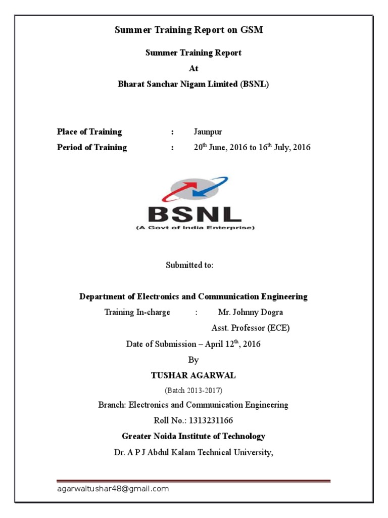 Summer Training Report On GSM | PDF | Roaming | Subscriber Identity Module