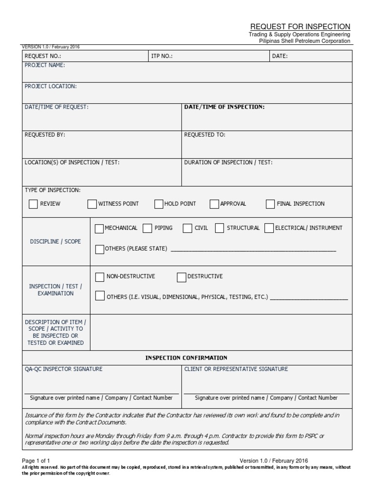 Request For Inspection | PDF