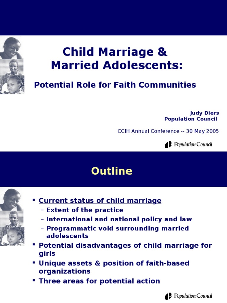 Child Marriage & Married Adolescents:: Potential Role For Faith ...