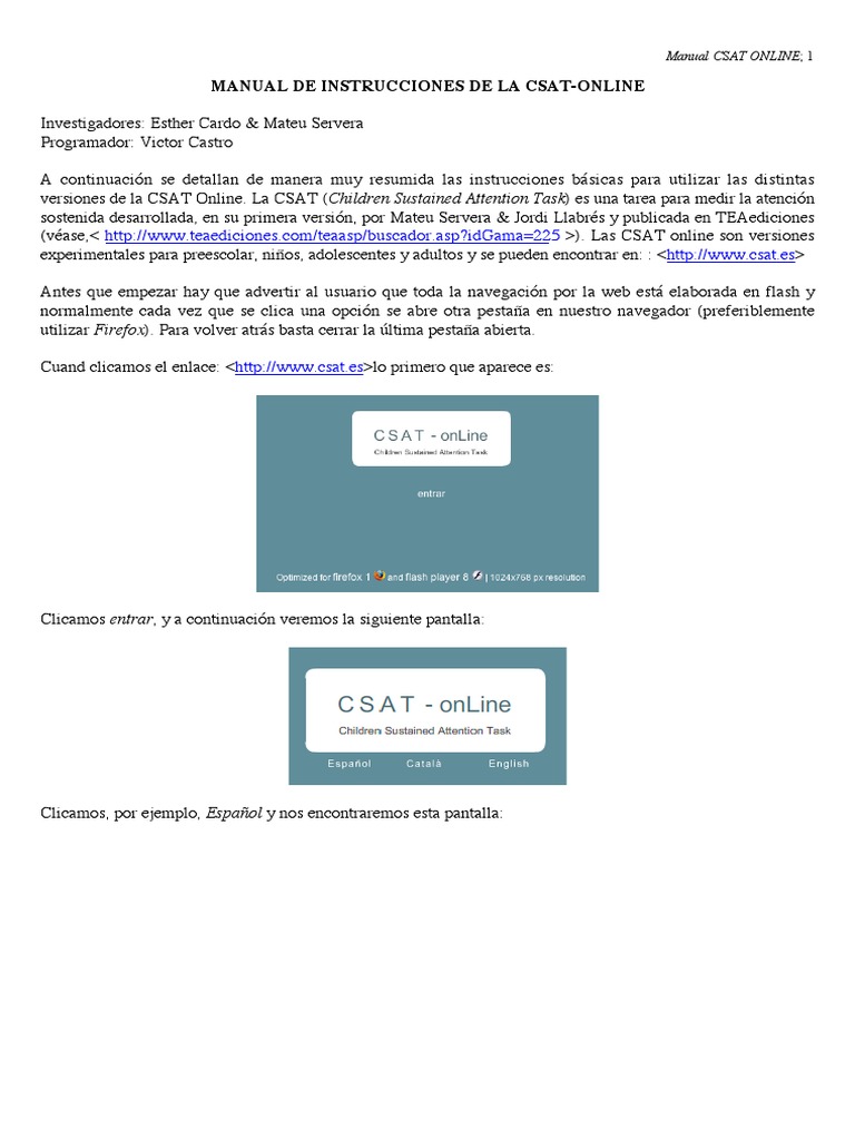 Manual Csat Online Cast | PDF | Diagnostico medico | Jardín de infancia