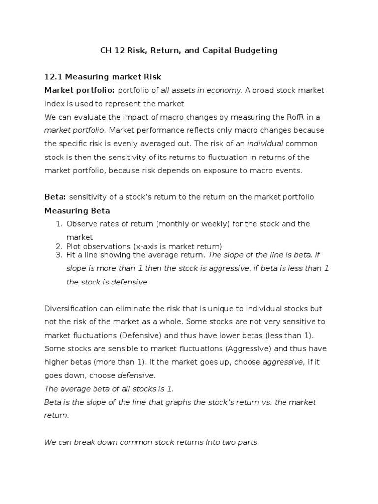 Measuring Risk and Calculating Expected Returns | PDF | Beta (Finance ...
