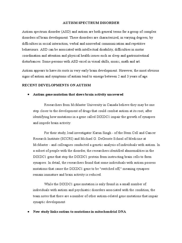 Autism Spectrum Disorder | PDF | Autism | Autism Spectrum