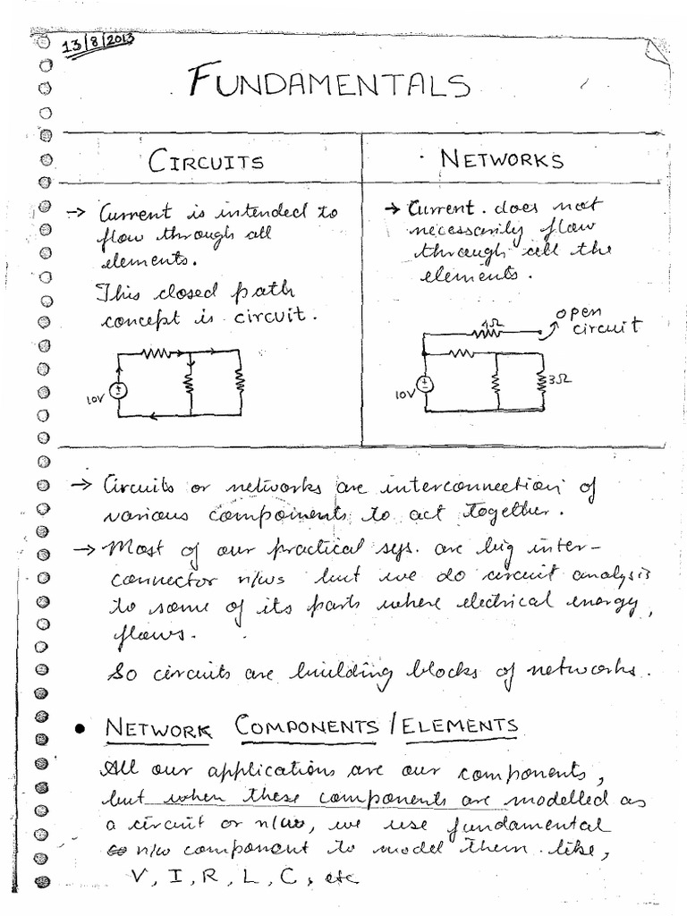 NETWORK THEORY Hand Written Theory Notes of ACE PDF | PDF