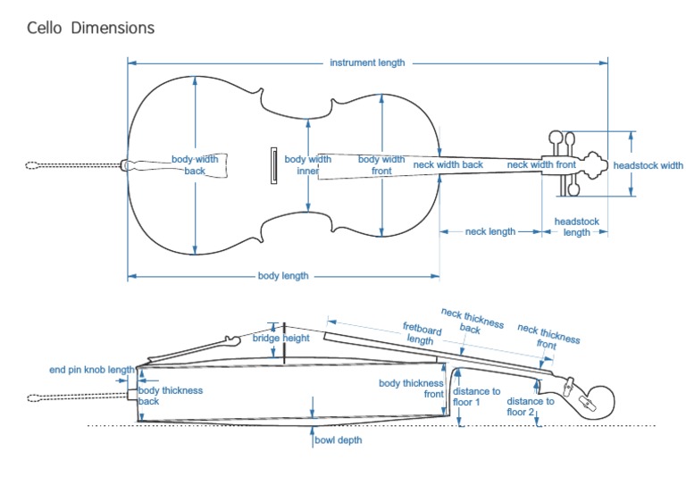 Cello Dimensions: Fretboard Length Neck Thickness Front Neck Thickness ...