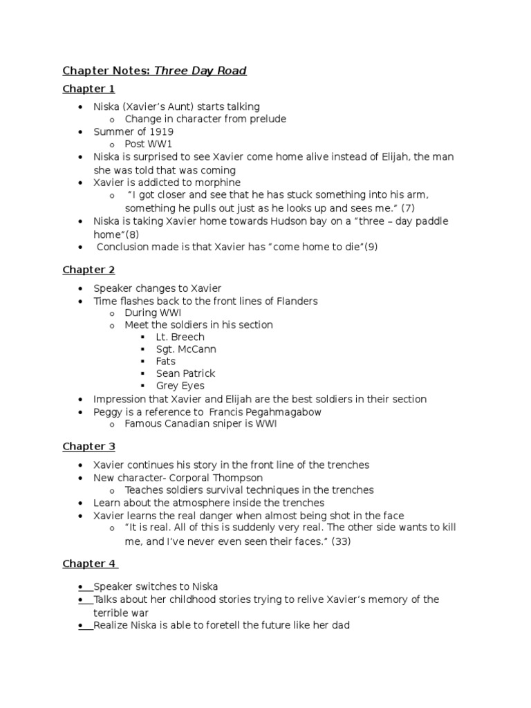 Three Day Road Notes | PDF | Sniper | Trench Warfare