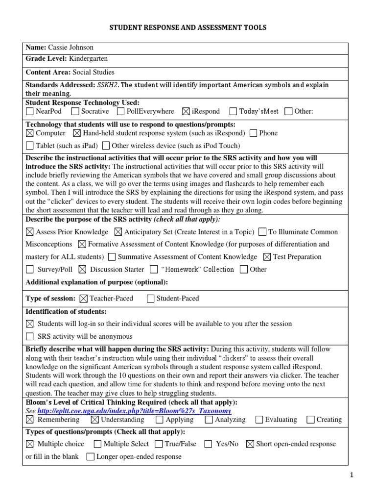Student Response Systems Lesson Plan | PDF | Educational Assessment ...