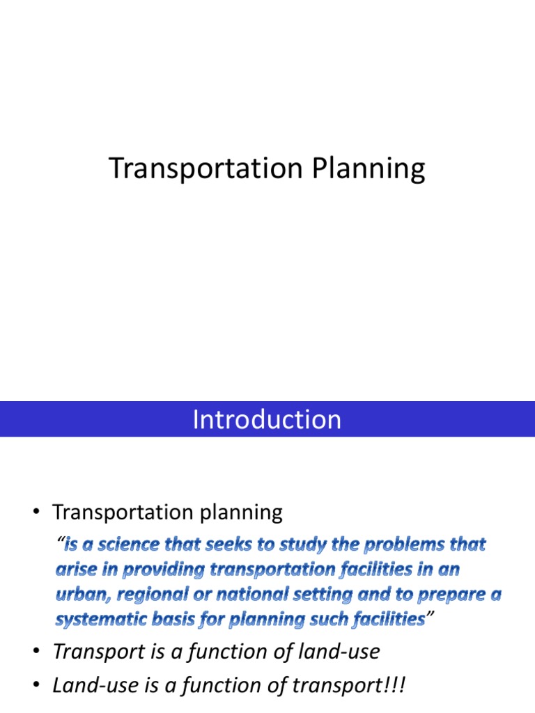 Urban Transportation Planning Overview | PDF | Survey Methodology ...