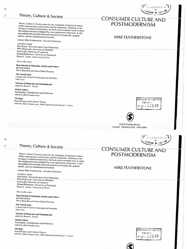 Consumer Culture and Post Modernism Mike Fetherstone | PDF