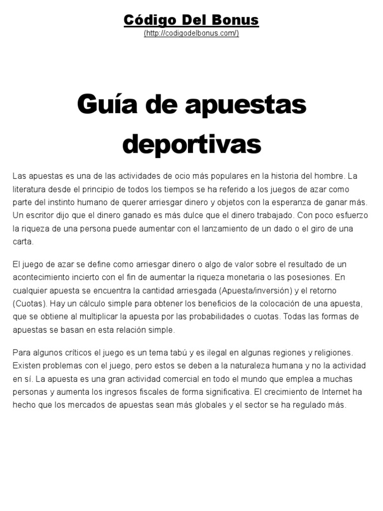 Guía de Apuestas Deportivas - Aprende Cómo Apostar | PDF | Apuestas ...