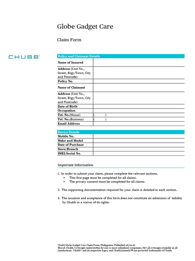 Globe Gadget Care Claim Form | PDF | Personally Identifiable ...