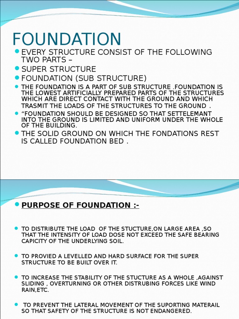 Foundation: Every Structure Consist of The Following Two Parts - Super ...