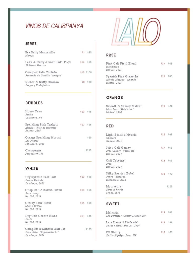 Lalo Drinks Menu | PDF