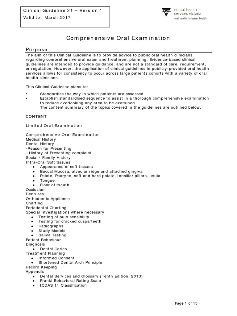 CG A021 01 Comprehensive Oral Examination | Dentistry | Medical Diagnosis