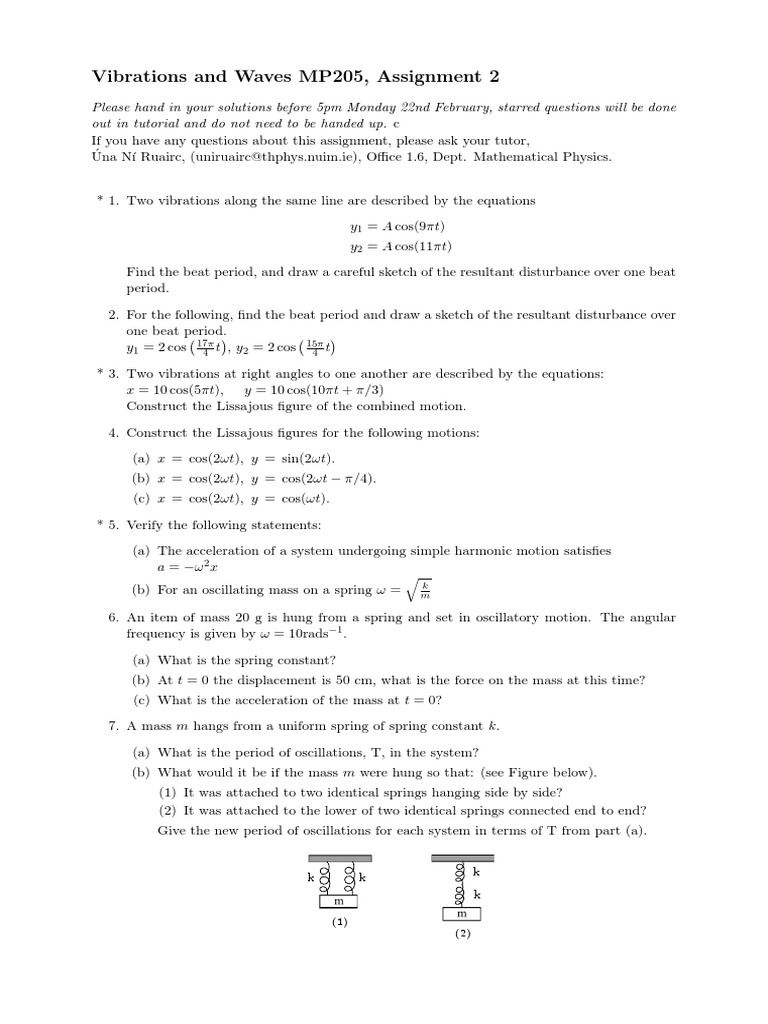 Vibrations and Waves MP205, Assignment 2: K K K K | PDF
