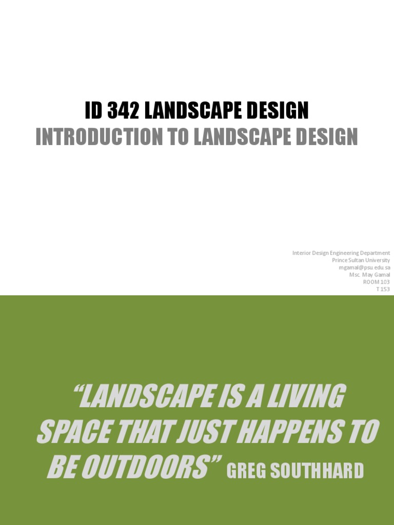 LECTURE 1 Introduction To Landscape Design | PDF | Landscape | Land ...