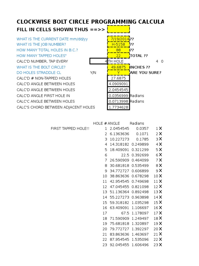 Bolt Circle Programming Calculator | PDF | Elementary Geometry ...