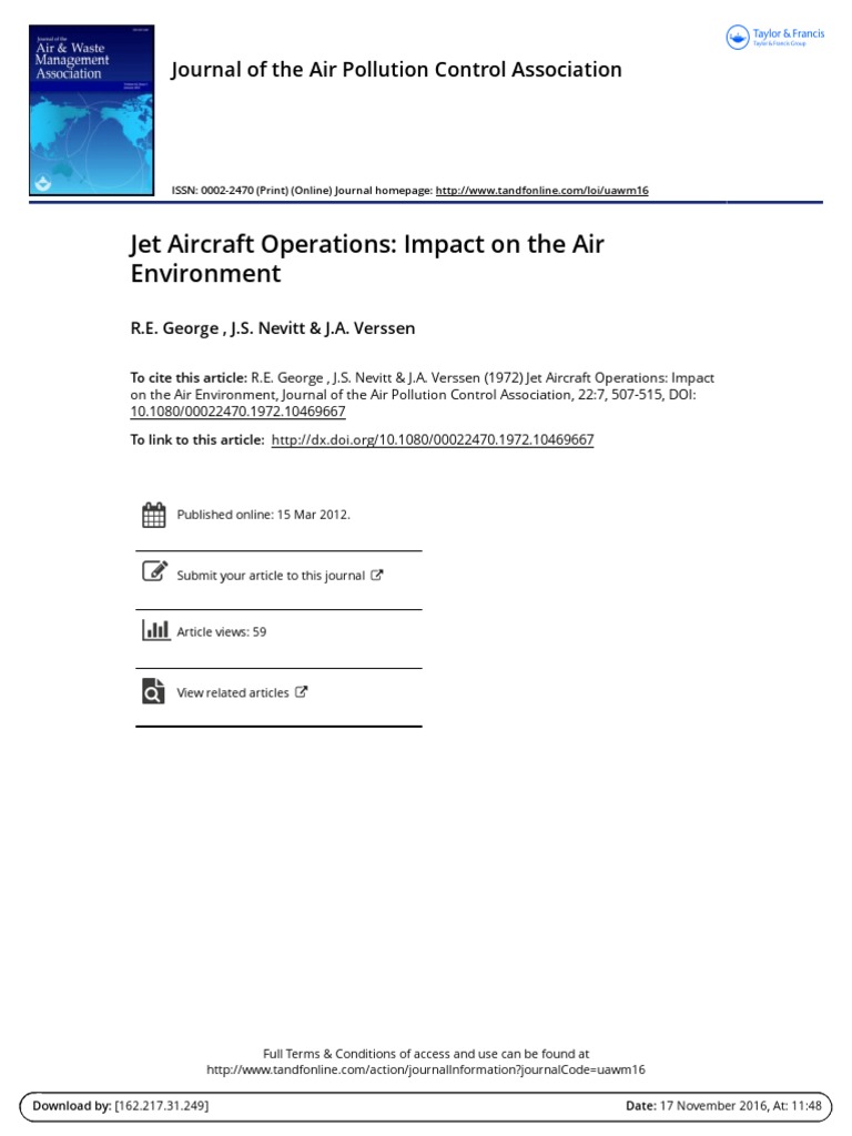 Jet Aircraft Operations Impact On The Air Environment | Download Free ...