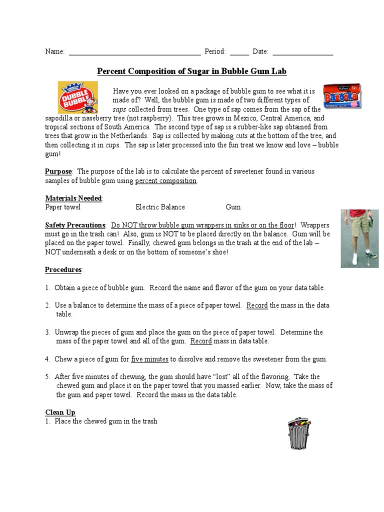 Bubble Gum Lab | PDF | Sugar | Diet & Nutrition