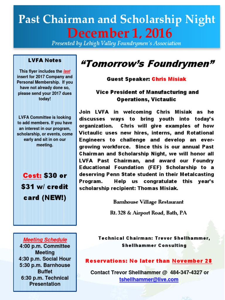 December 2016 LVFA Flyer | PDF