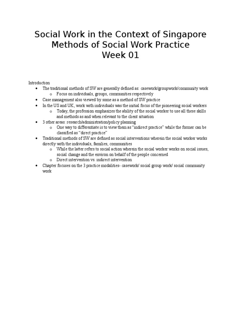Social Work Methods in Singapore | PDF | Social Group | Social Work