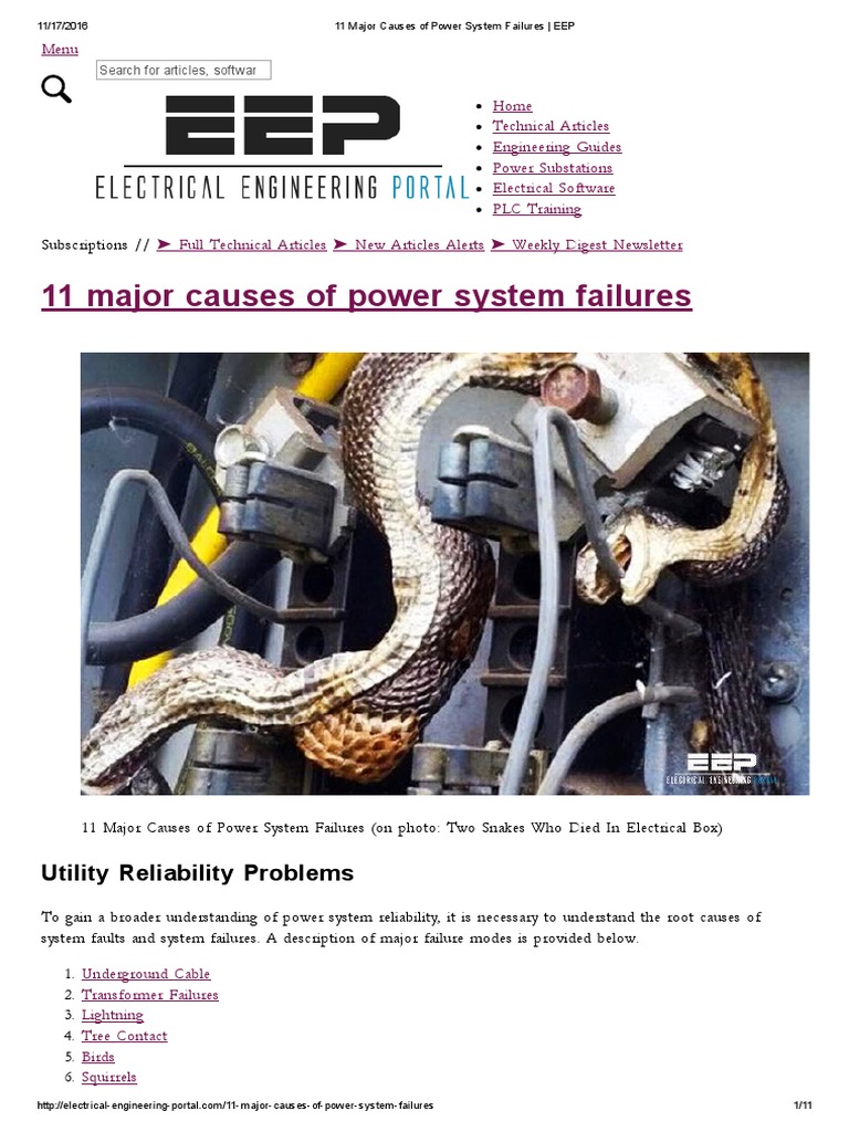 11 Major Causes of Power System Failures - EEP | PDF | Electric Power ...