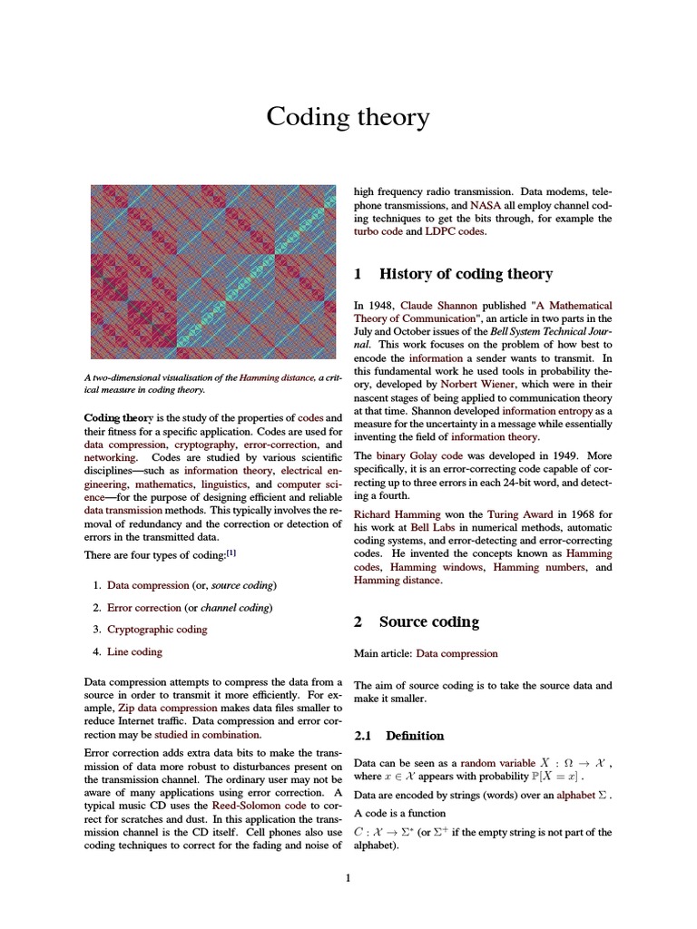 1 History of Coding Theory | PDF | Forward Error Correction ...