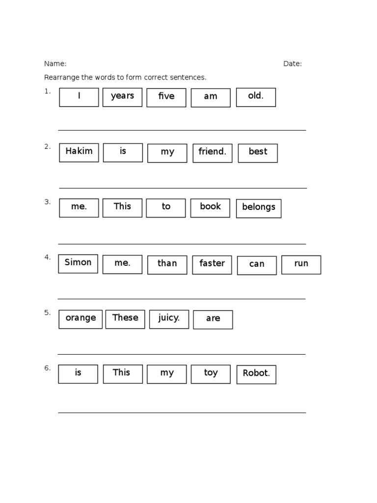 Rearranging Words for Sentence Formation | PDF