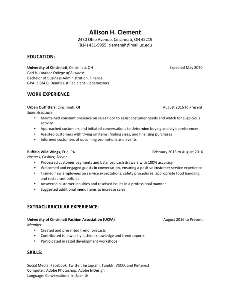 Allison Clement Resume | PDF