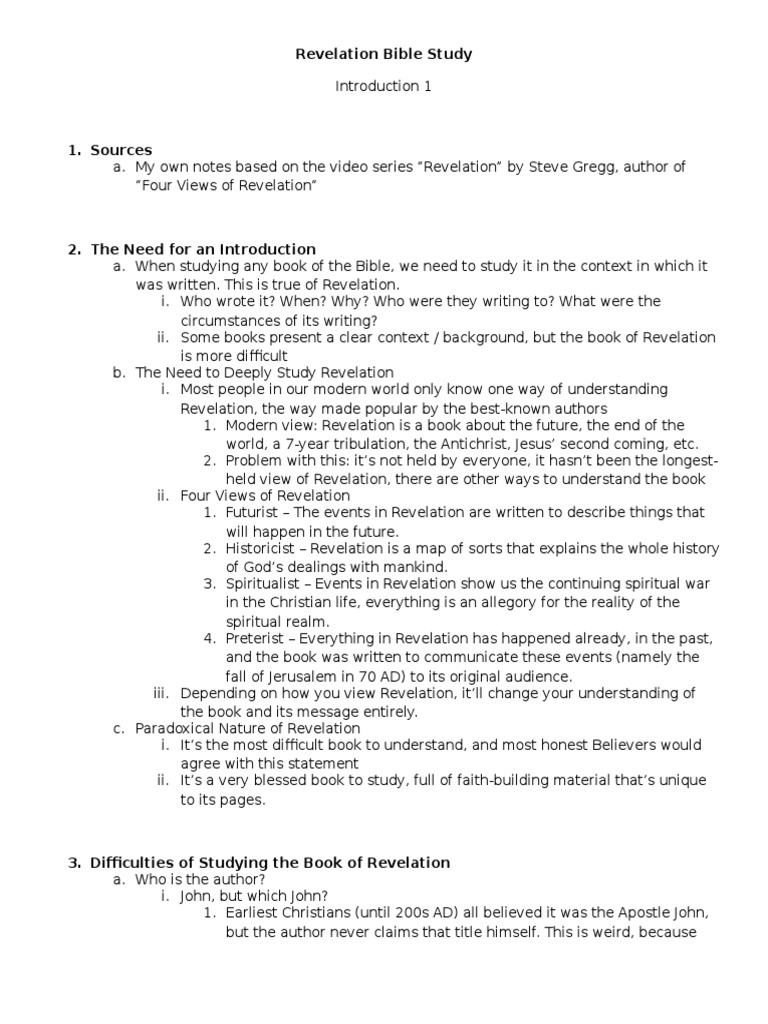 Revelation Notes 1 Introduction 1 Pdf Book Of Revelation Gospel