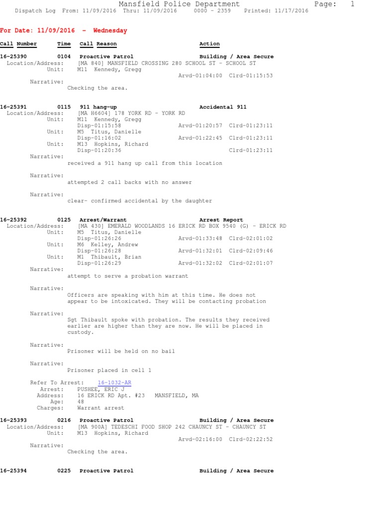 Police Log November 9, 2016 | Transport | Crimes | Free 30-day Trial ...