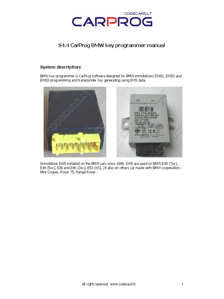 BMW Key Programmer Manual for EWS | PDF | Bmw | Electrical Engineering