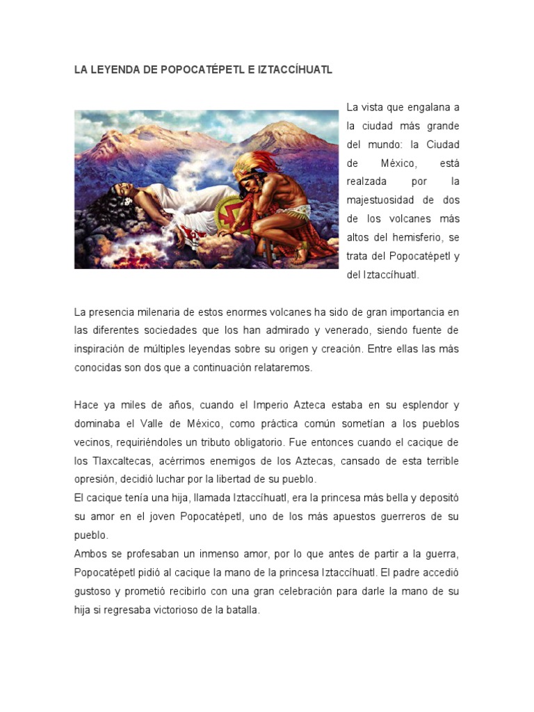 La Leyenda de Popocatépetl e Iztaccíhuatl