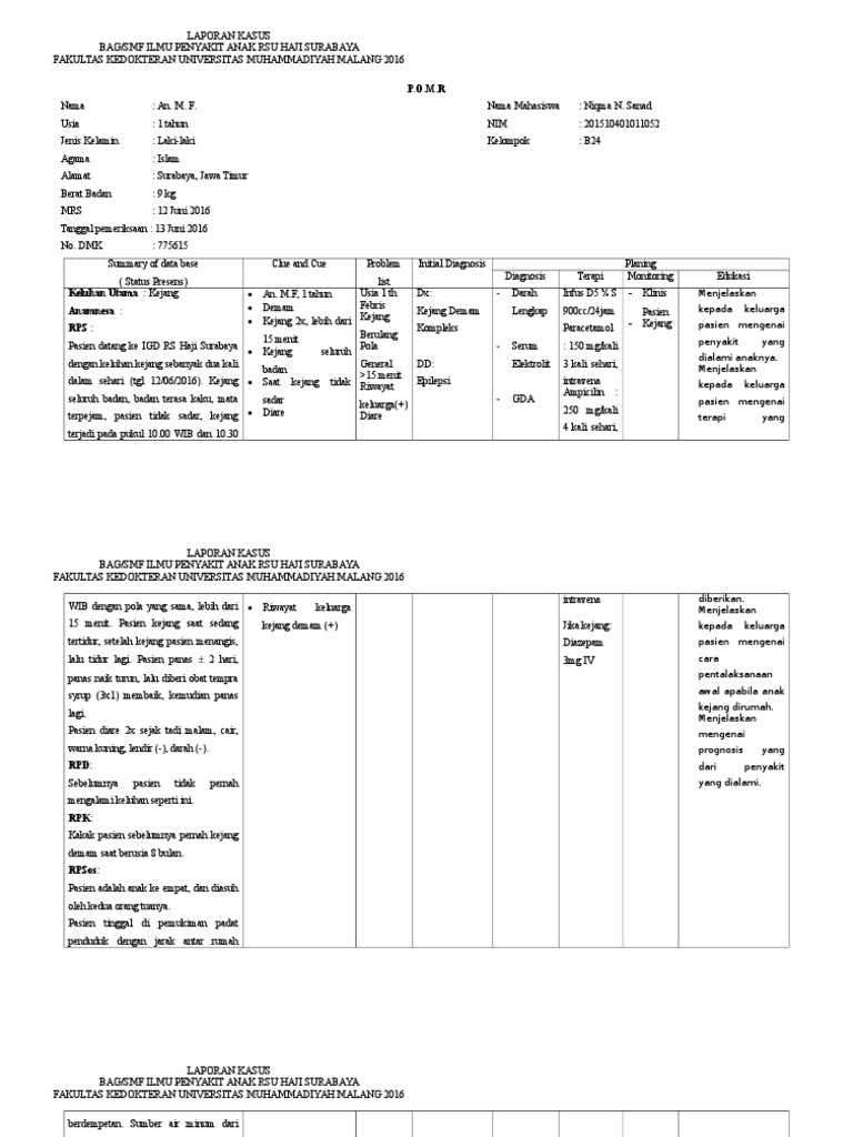 POMR Kejang Demam | PDF