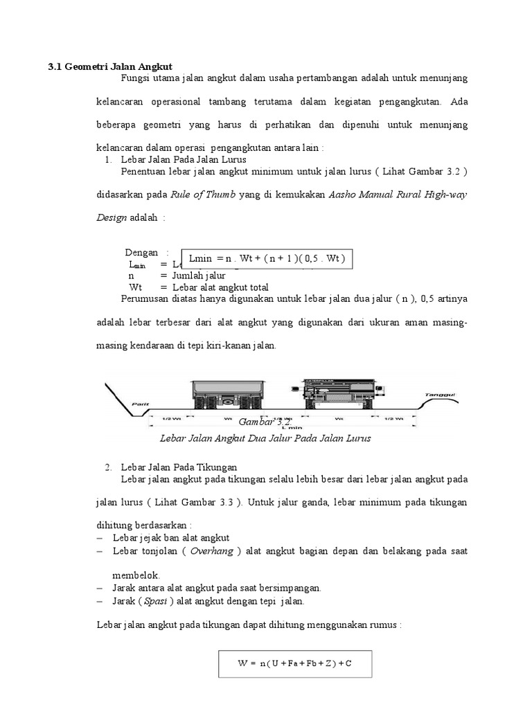 Geometri dan Standar Jalan Angkut Tambang | PDF