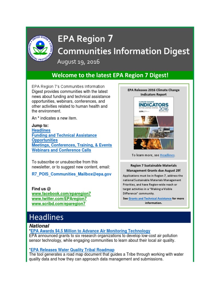 EPA Region 7 Communities Information Digest - August 19, 2016 | United ...