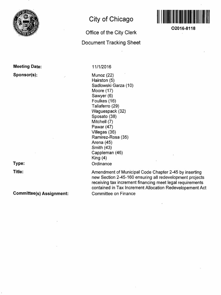 O2016-8118 Tif Intent Ord Back To Basics | PDF | Property | Government