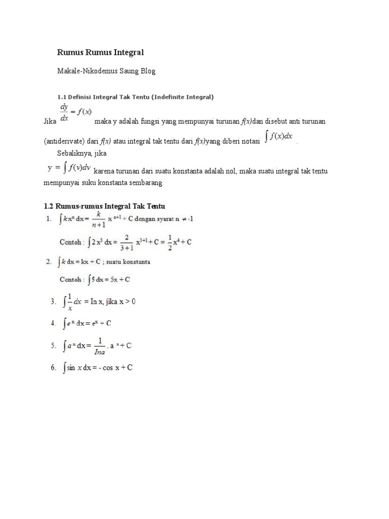 Rumus Rumus Integral Mat2 | PDF