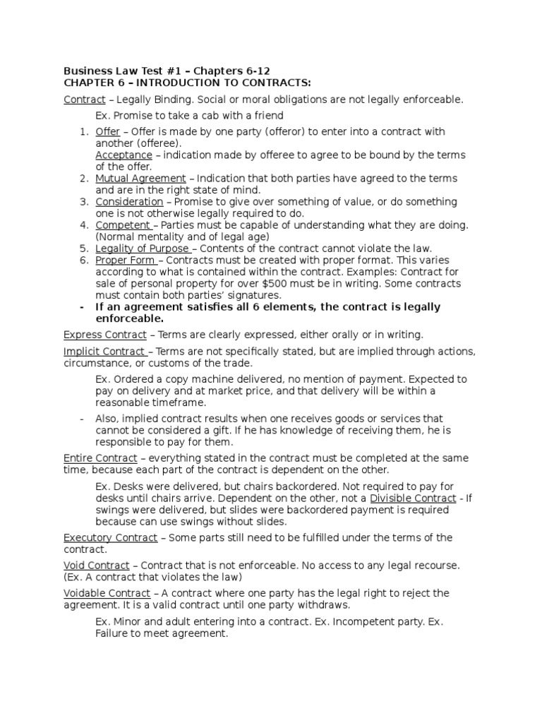 Essentials of Business Law - Test Review Chapter 6-12 Key Terms | PDF ...