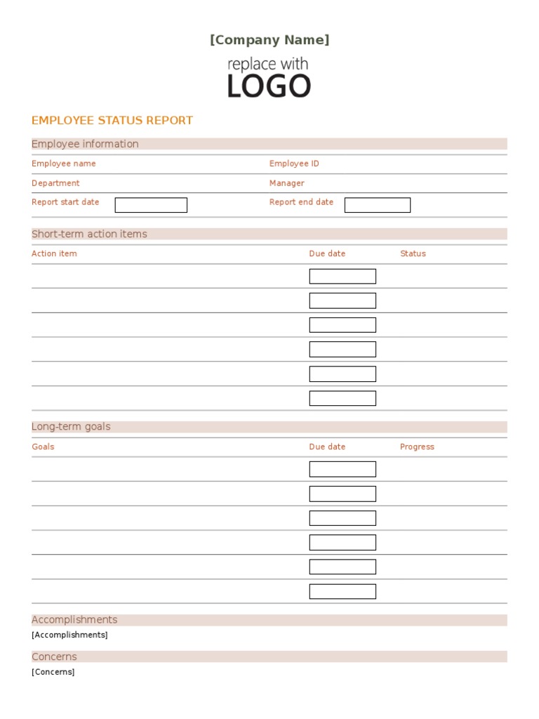 (Company Name) : Employee Status Report | PDF | Business | Self-Improvement