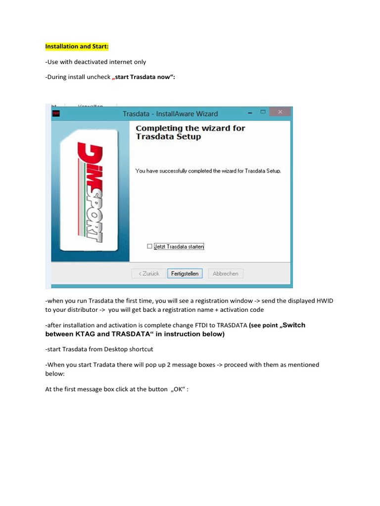 Trasdata Install Manual
