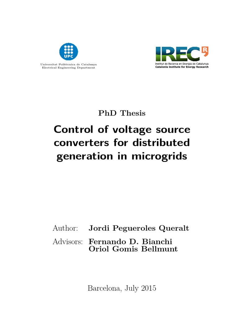 Control of Voltage Source Converters For Distributed Generation in Microgrids | PDF