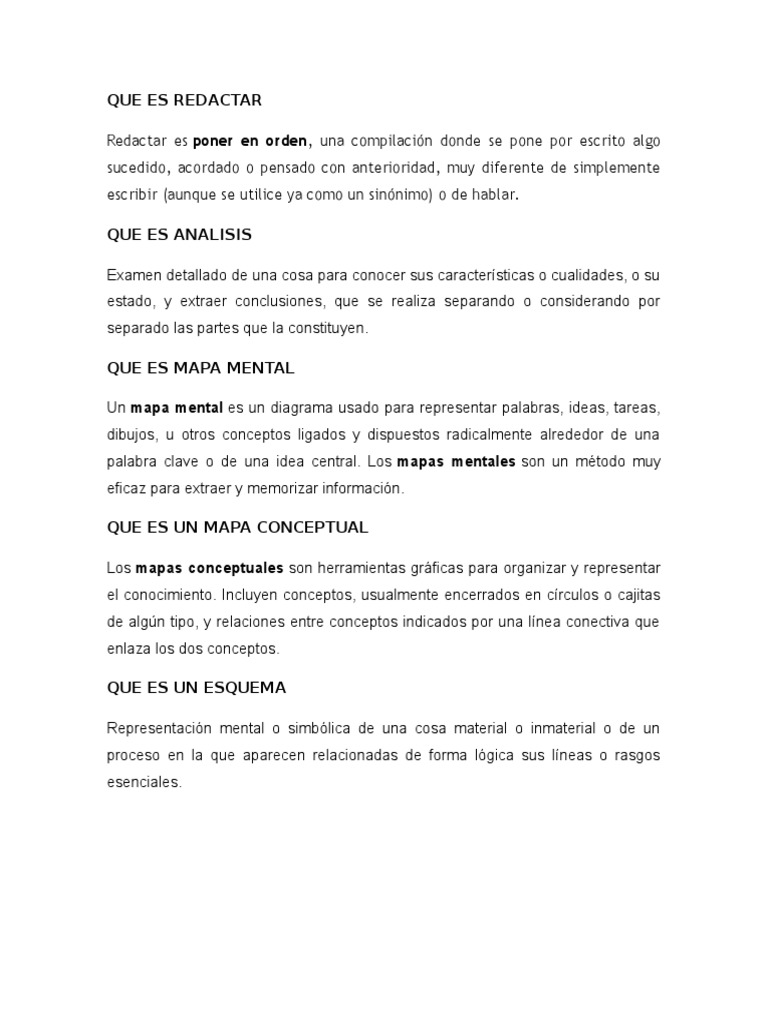Conceptos Clave: Redacción y Mapas Mentales | PDF