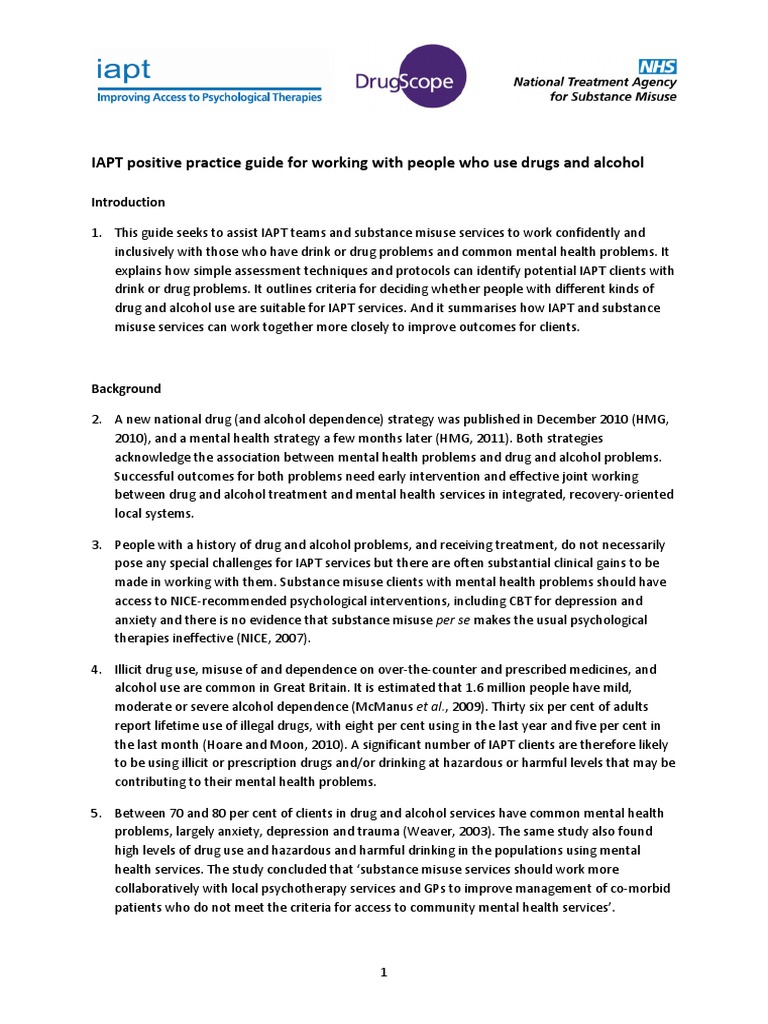 IAPT Guide for Substance Misuse Clients | PDF | Substance Abuse ...