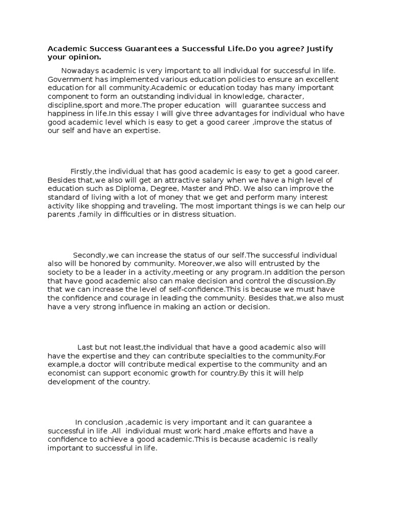 Academic Success Guarantees A Successful Life | PDF | Self-Improvement