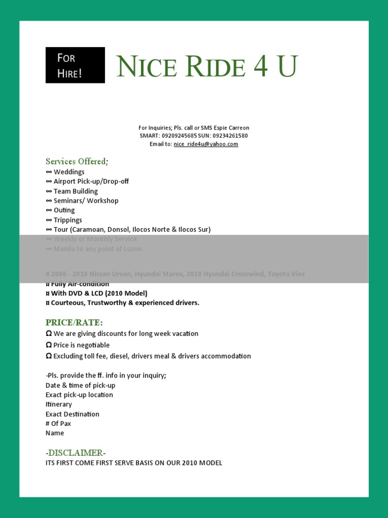 For Hire | PDF