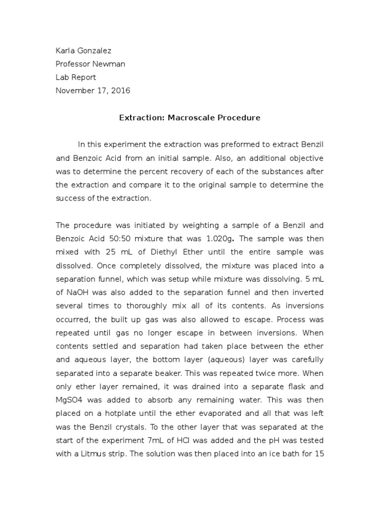 Extraction: Macroscale Procedure | PDF | Melting Point | Filtration