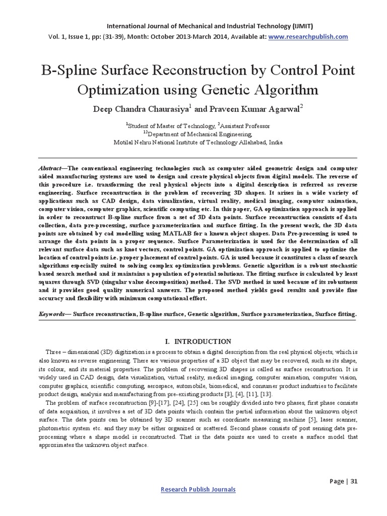 B-Spline Surface Reconstruction by Control Point Optimization Using Genetic Algorithm-135 | PDF ...