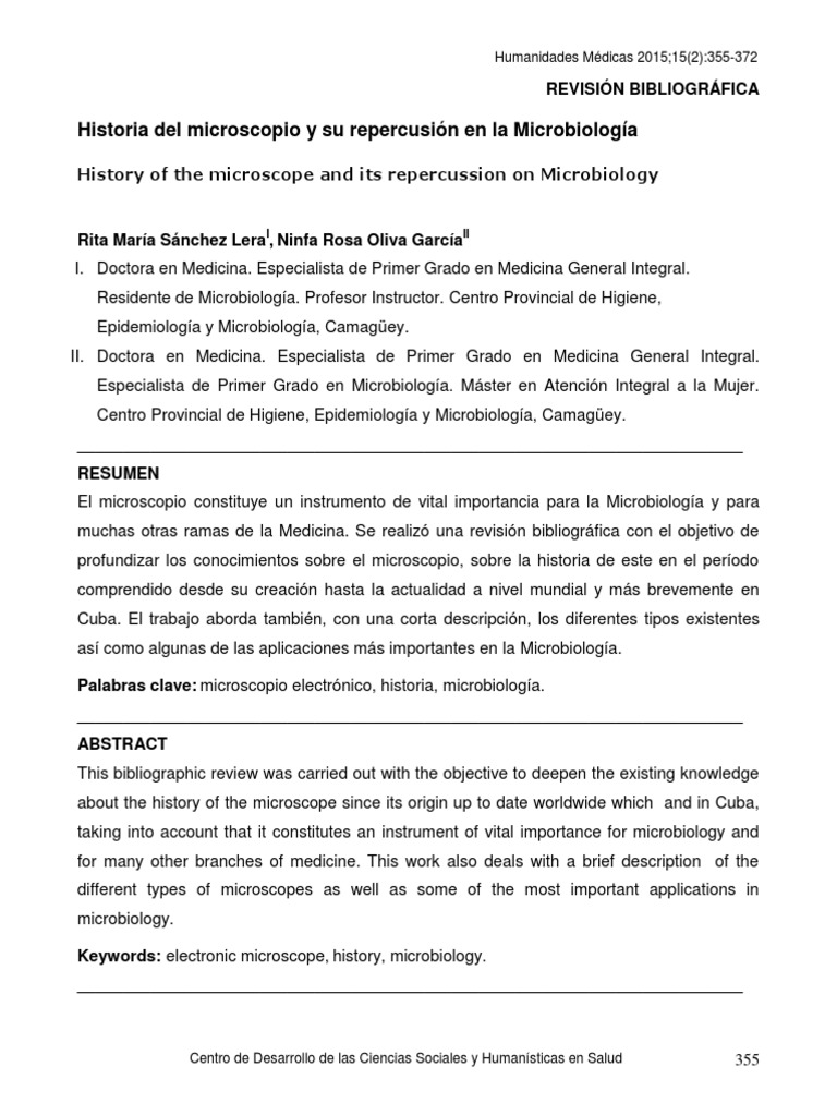 Historia del microscopio en microbiología | PDF | Microscopio | Ligero